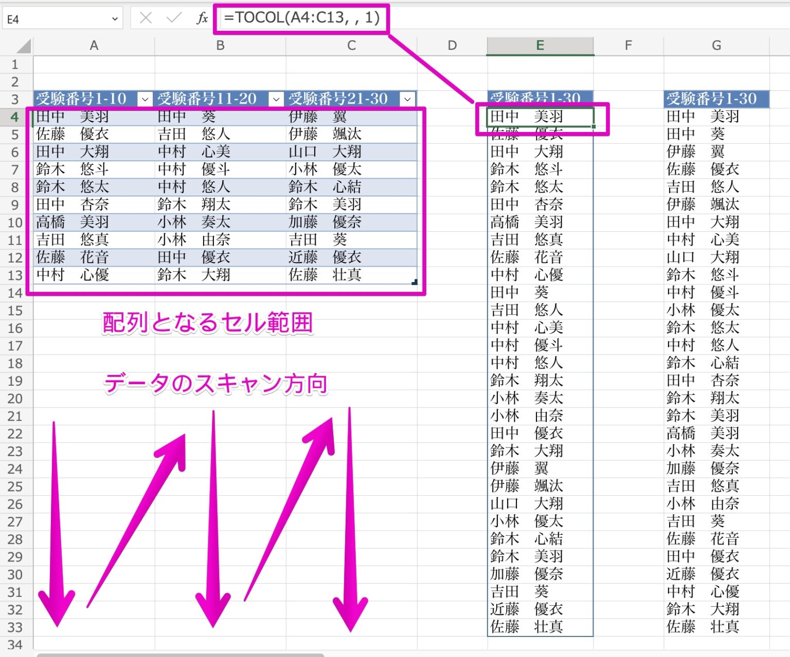 関数「TOCOL」の基本的な使い方 - Excelオンラインのアンチョコ